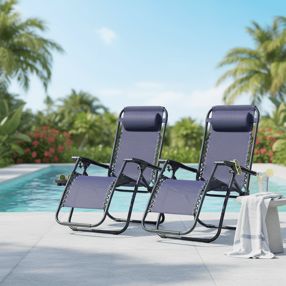 Gravity Chairs, Set of 2 Portable Recliner Beach Camping Patio Outdoor ...