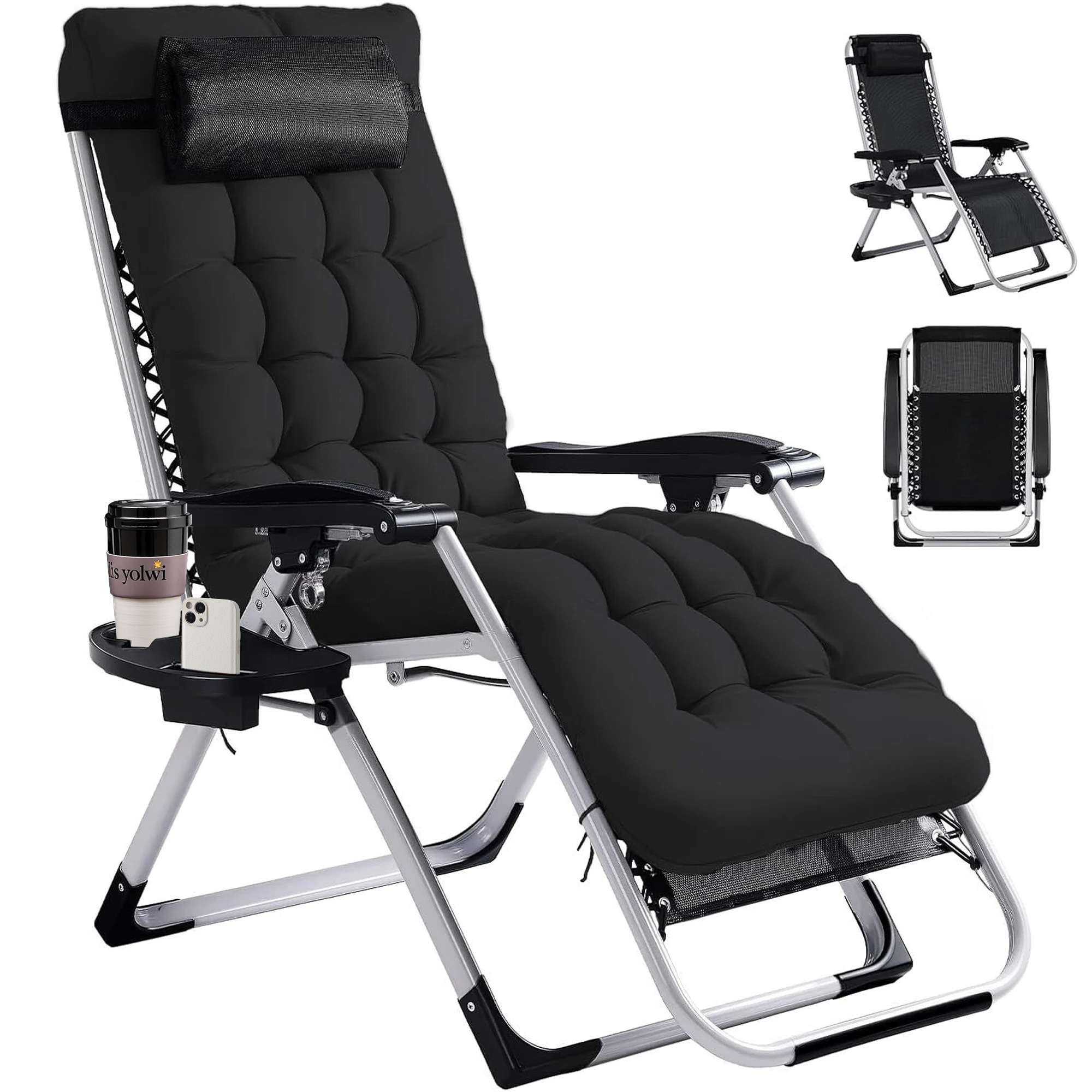Betcozy Reclining Deck Chair, Folding Camping Lounge Chair, Breathable ...