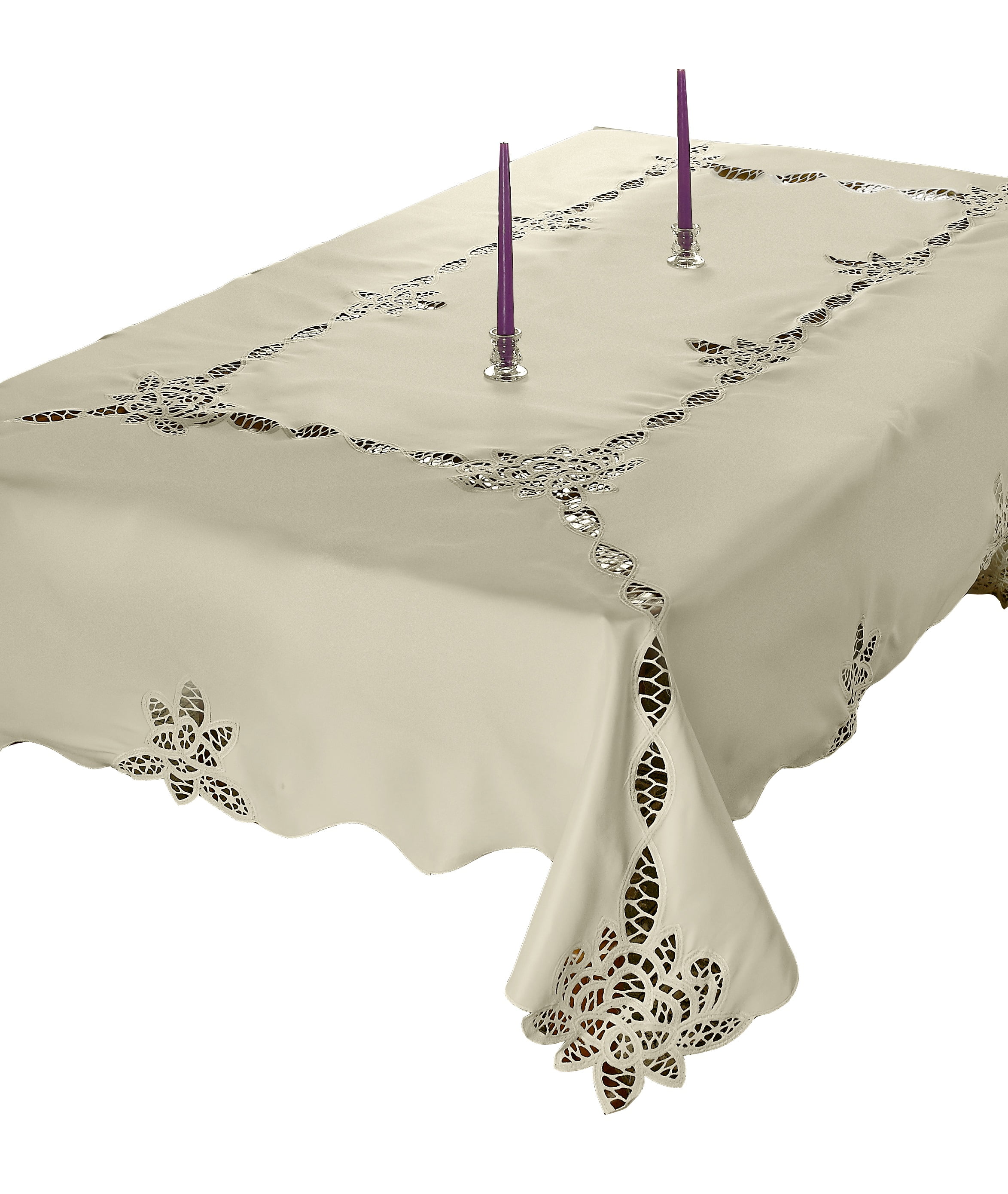 Betenburg Lace Design Tablecloth, Beige, 70" x 120", Rectangle Shape ...