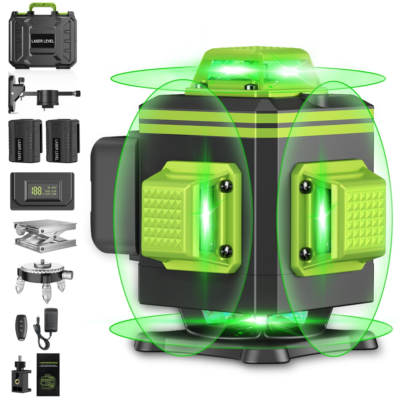 Betgod 16 Lines Laser Level Self Leveling - 4x360° Cross Line Laser ...