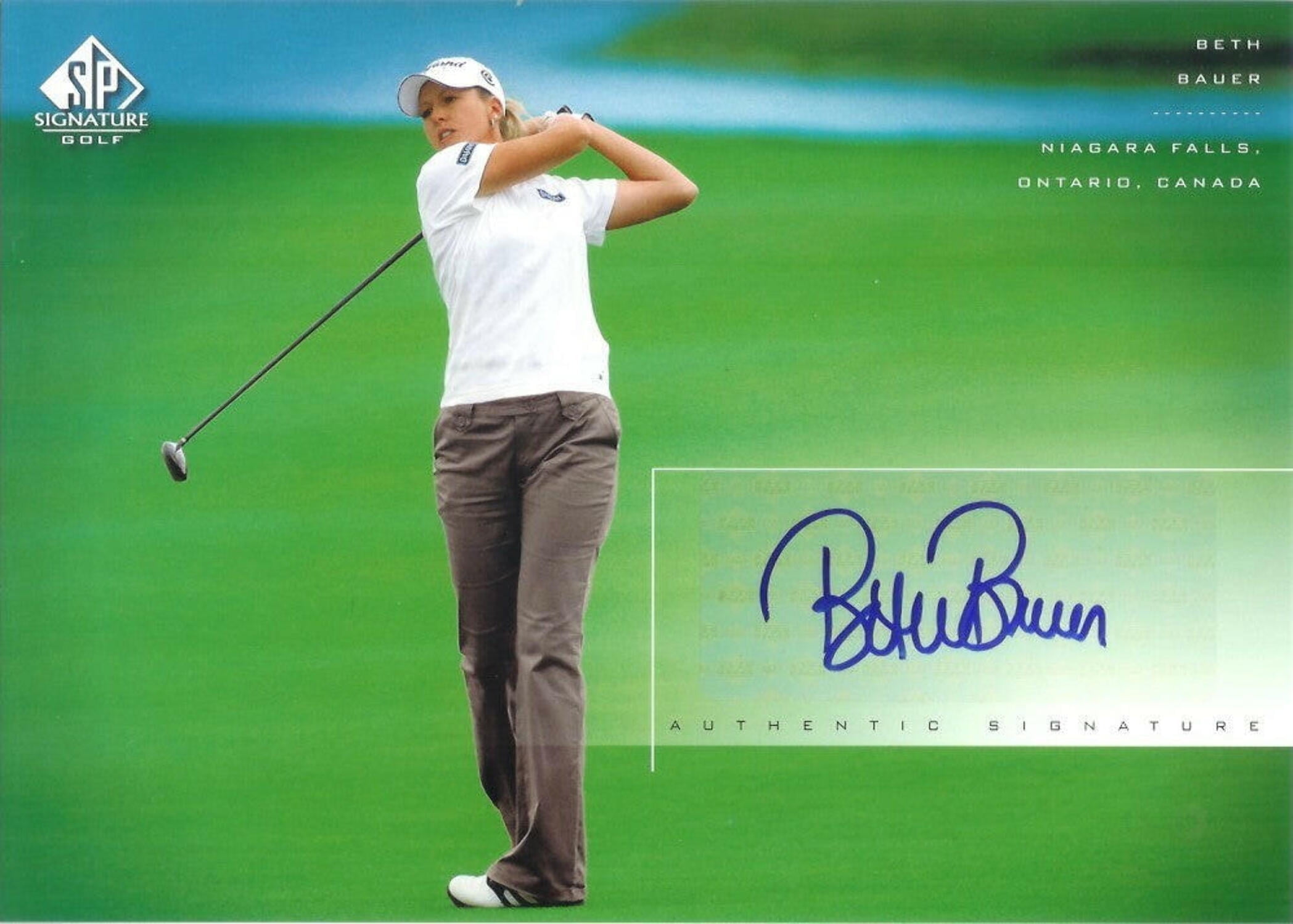 Beth Bauer certified autograph 2004 SP Signature Golf 8x10 photo card ...