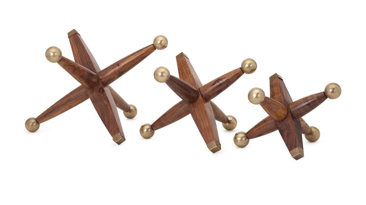 Beth Kushnick Wood and Metal Jacks - Set of 3 - Walmart.com