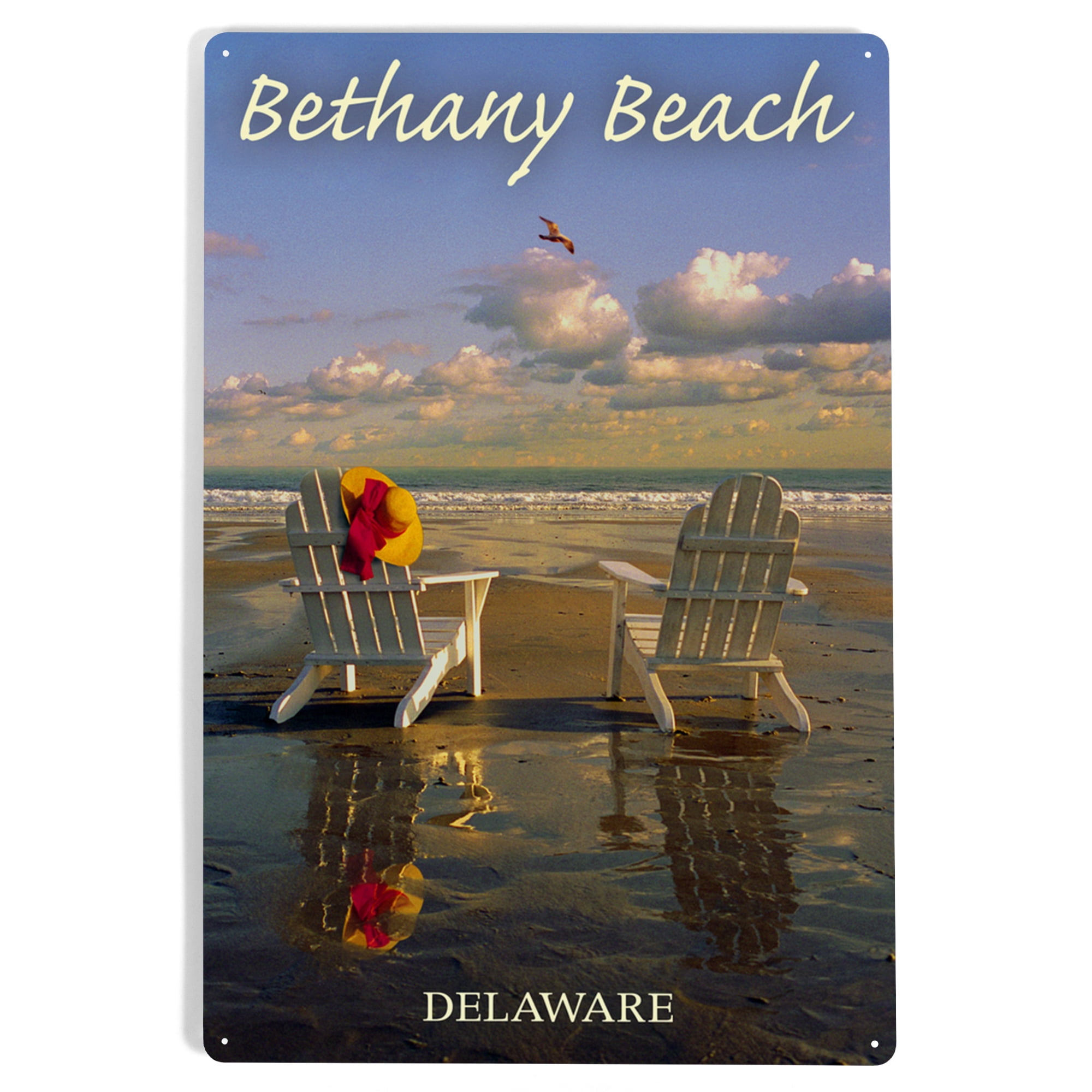 Bethany Beach, Delaware, Adirondack Chairs on Beach (12x18 Aluminum Art ...