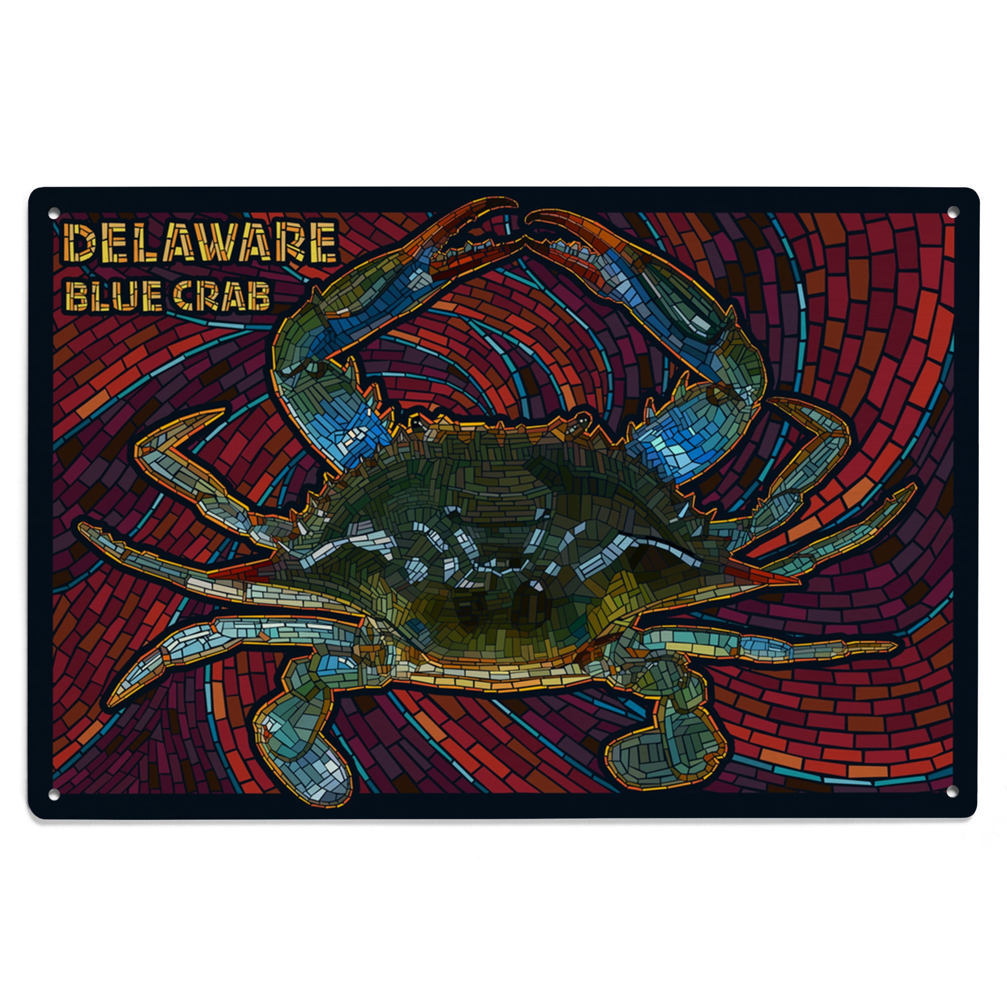 Bethany Beach, Delaware, Blue Crab Mosaic Birch Wood Wall Sign (6x9 ...