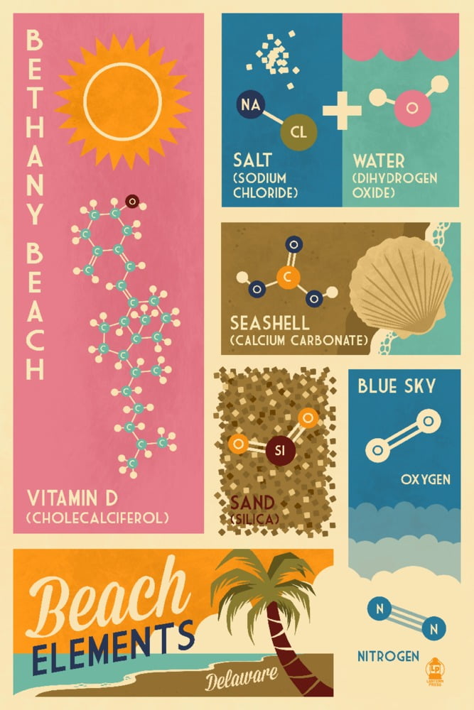 Bethany Beach, Delaware, Chemical Beach Elements (16x24 Giclee Gallery ...