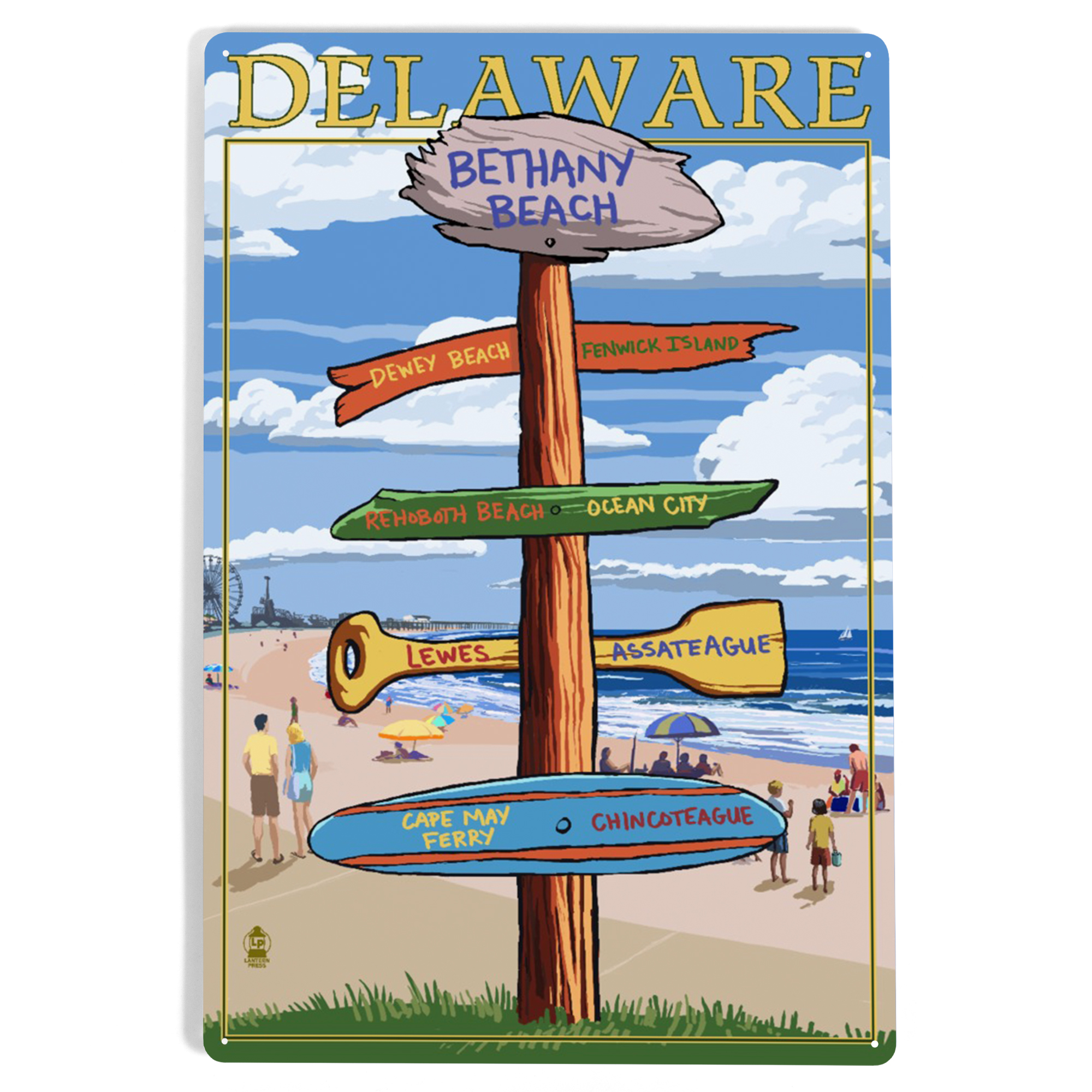 Bethany Beach, Delaware, Destinations Sign (12x18 Aluminum Art, Indoor ...