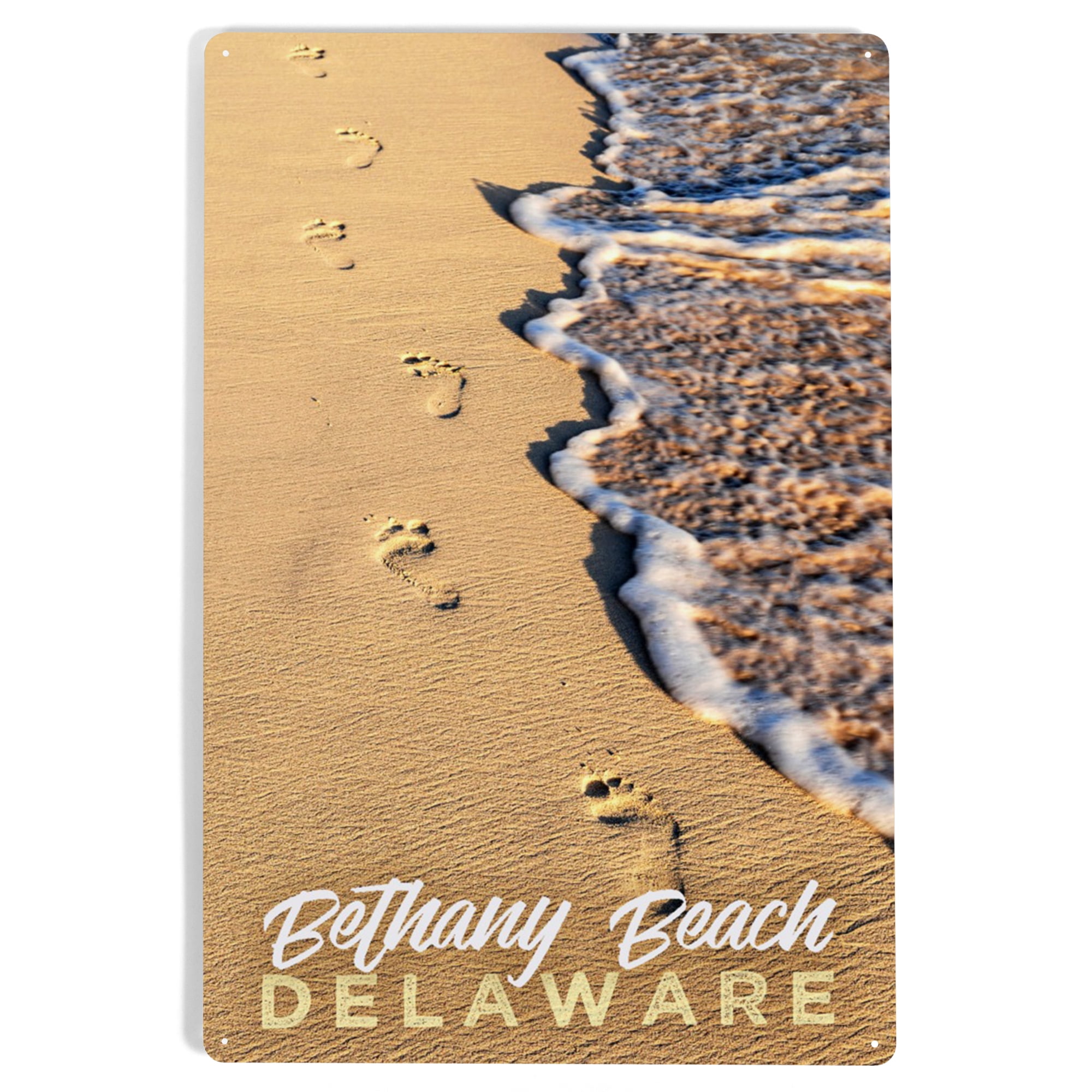 Bethany Beach, Delaware, Footprints in Sand (12x18 Aluminum Art, Indoor ...