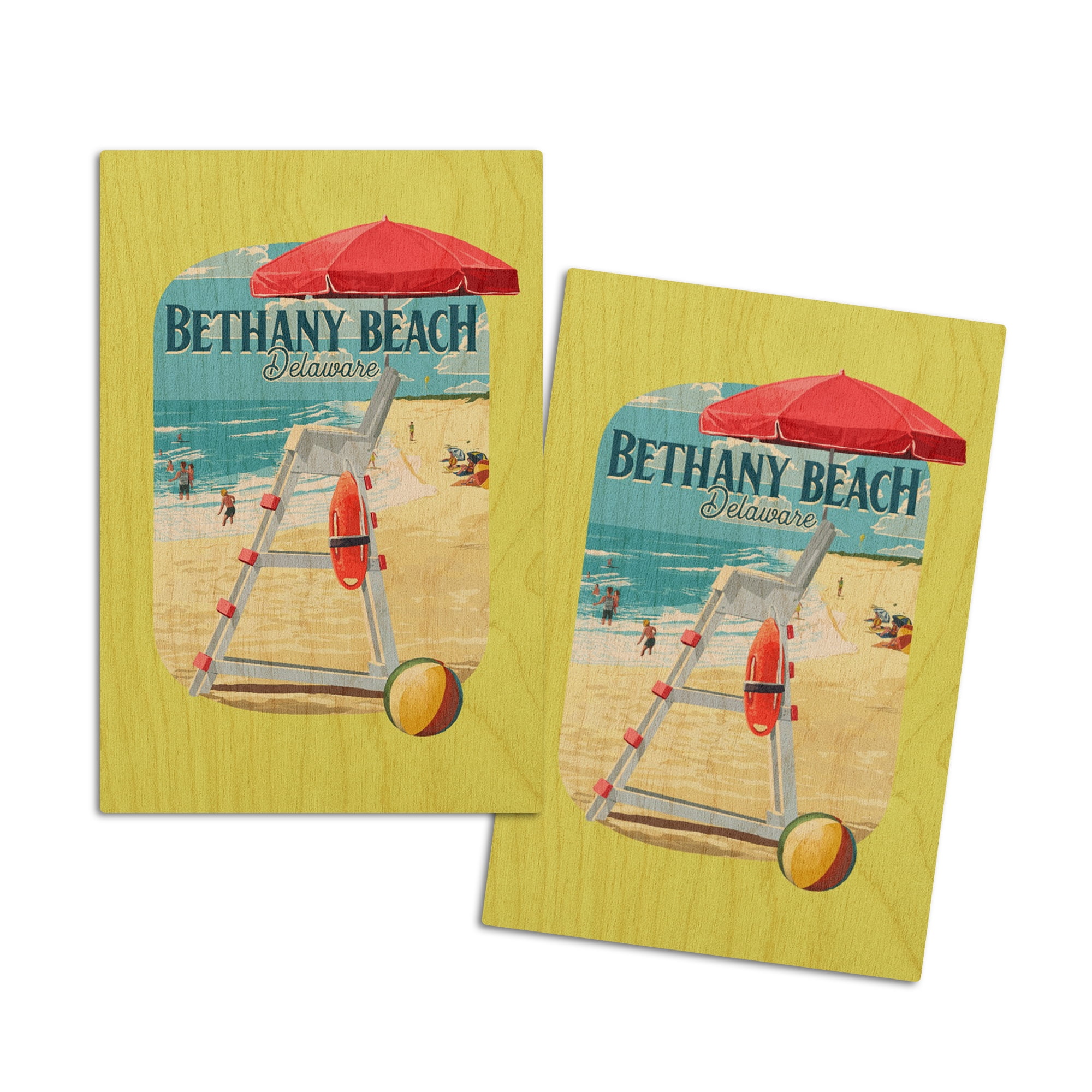Bethany Beach, Delaware, Lifeguard Stand, Contour (4x6 Birch Wood ...