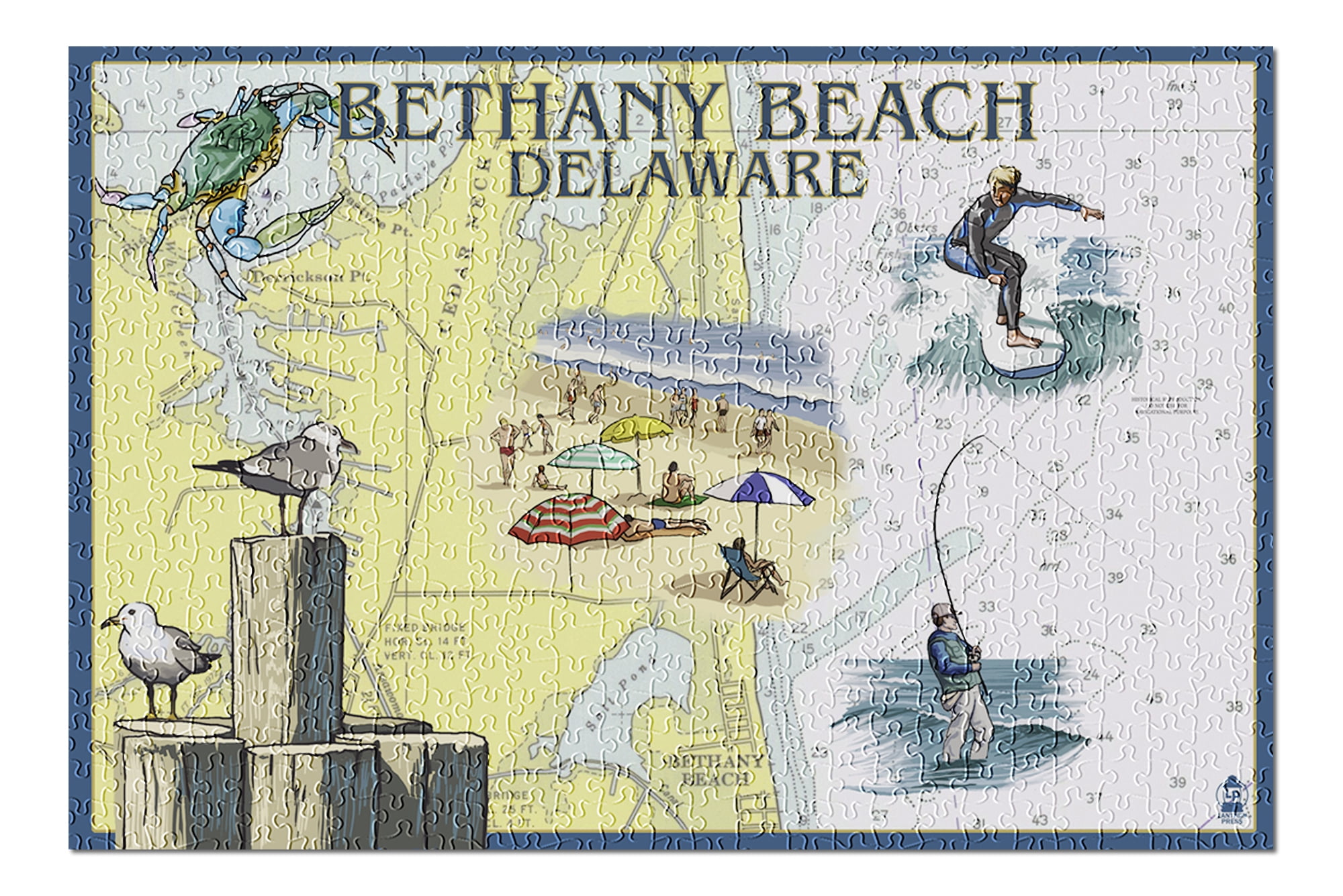 Bethany Beach, Delaware, Nautical Chart, 500 Piece Challenging 19 x 27 ...