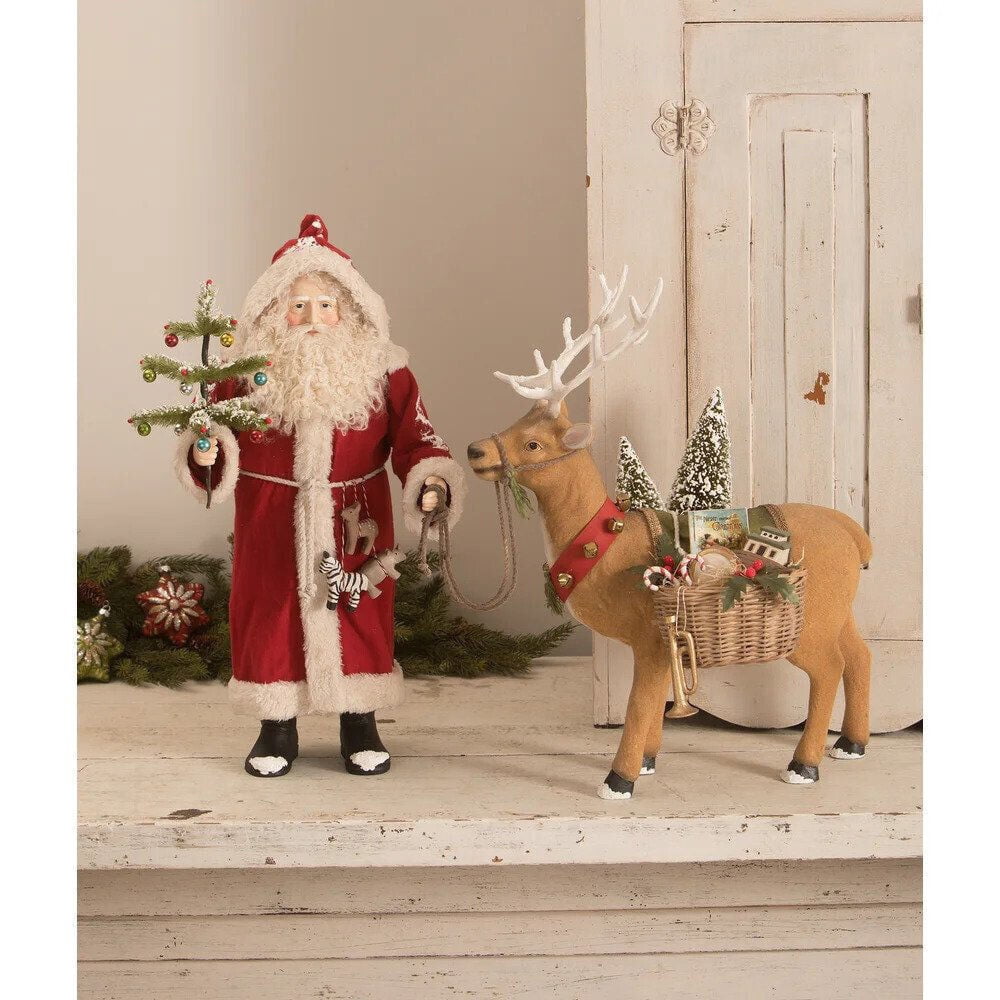 Bethany Lowe Santa Claus and Prancer Toy Delivery Large Christmas ...