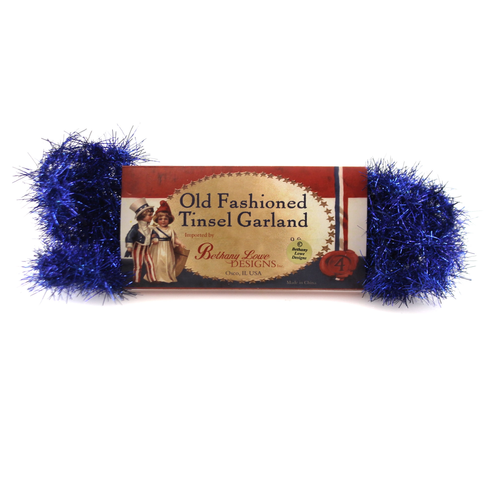 Bethany Lowe Tinsel Garland Americana Blue - One Garland 108 Inch ...