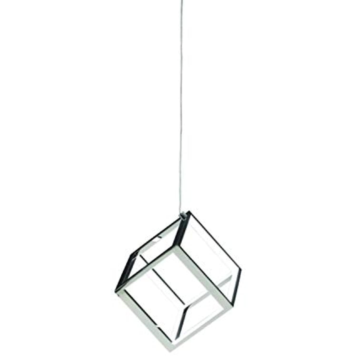 Bethel A SHINY NICKEL LED CUBE SINGLE PENDANT LIGHT WITH WHITE ACRYLIC ...