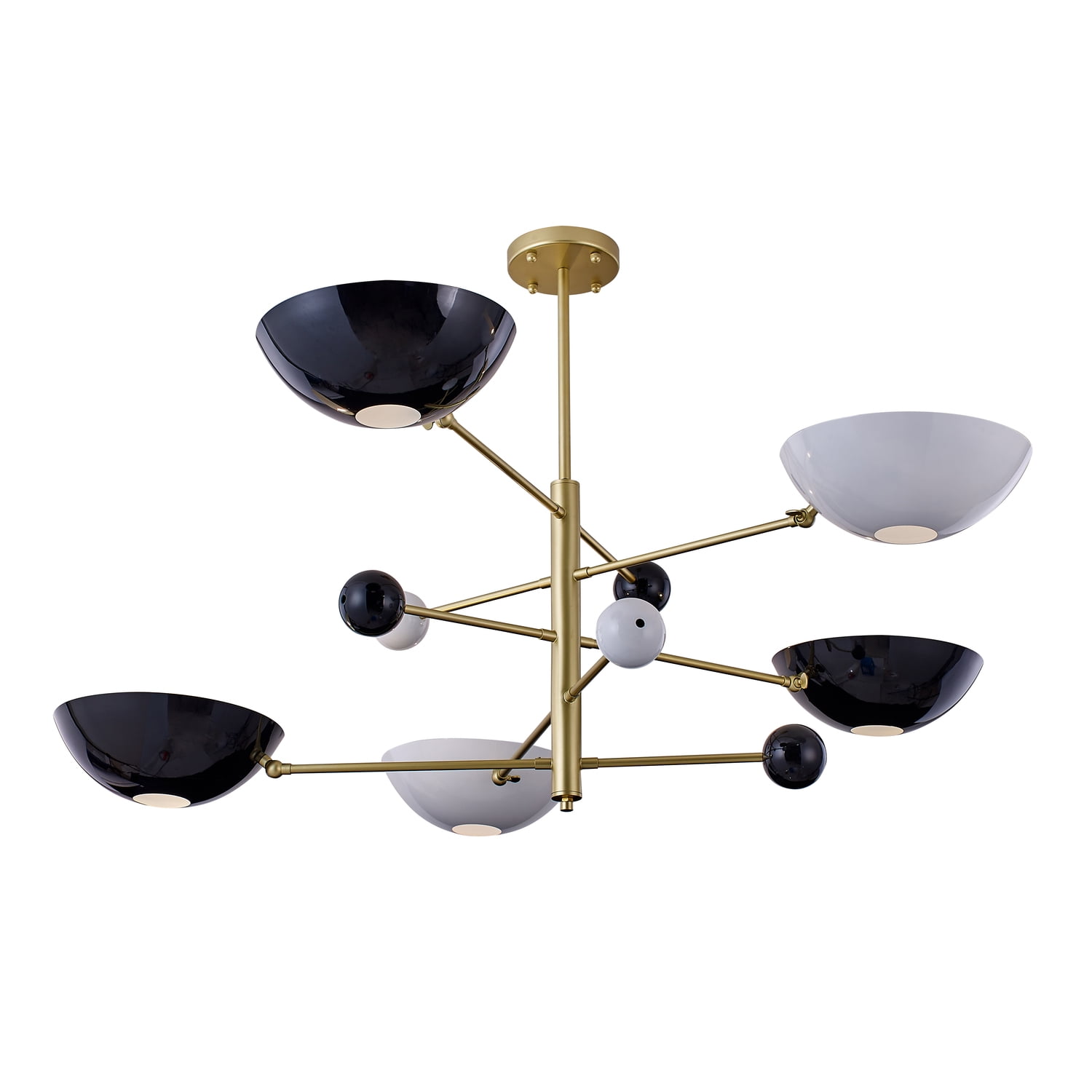 Bethel Gold Metal Frame Ceiling Fixture With White & Black Disk Plates ...