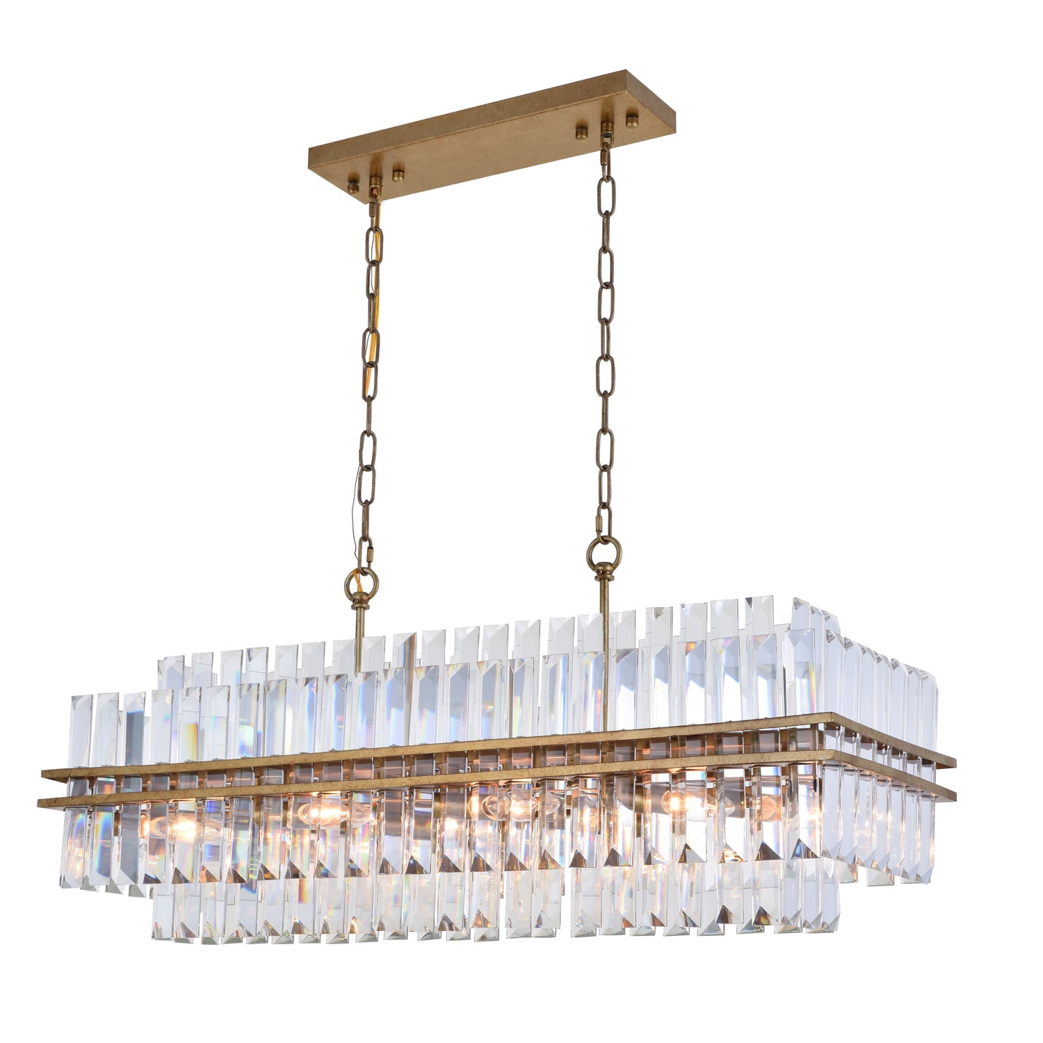 Bethel International Chandelier Antique Gold Metal & Crystal - Walmart ...