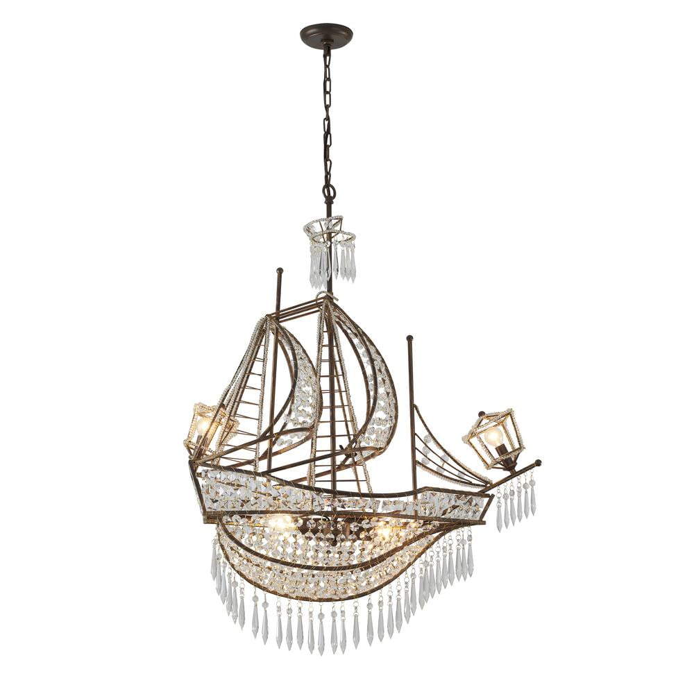Bethel International Chandelier Golden Bronze Metal & Crystal - Walmart.com