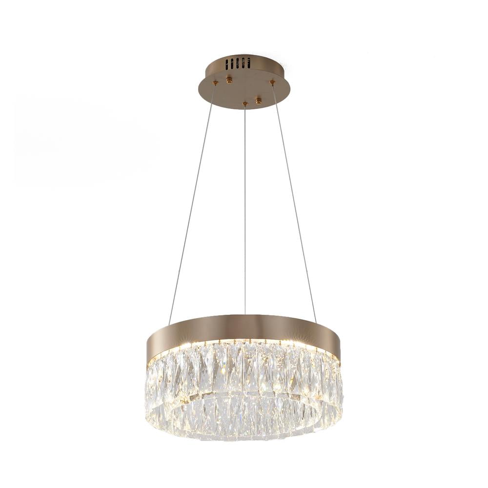 Bethel International LED Chandelier Gold Stainless Steel & Crystal ...