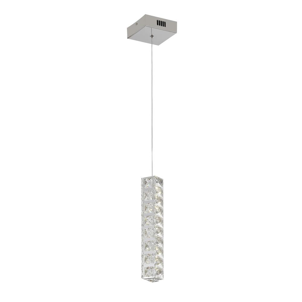 Bethel International LED Single Pendant Lighting Chrome Metal & Crystal ...