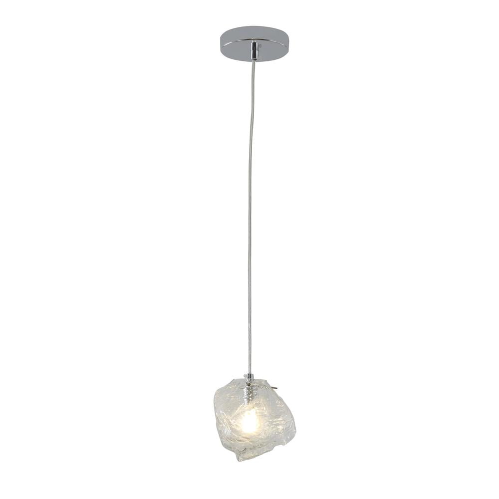 Bethel International Single Pendant Lighting Chrome Distorted Glass ...