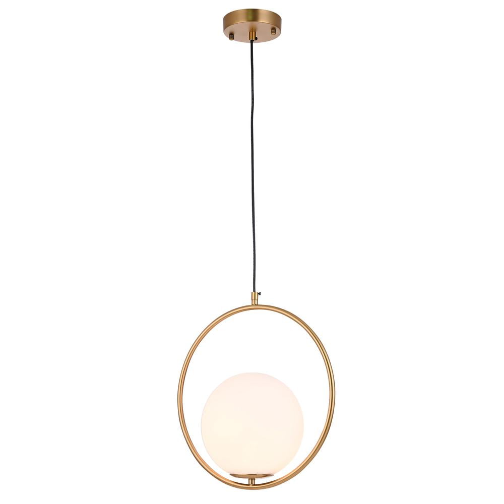 Bethel International Single Pendant Lighting Gold Metal & Glass ...