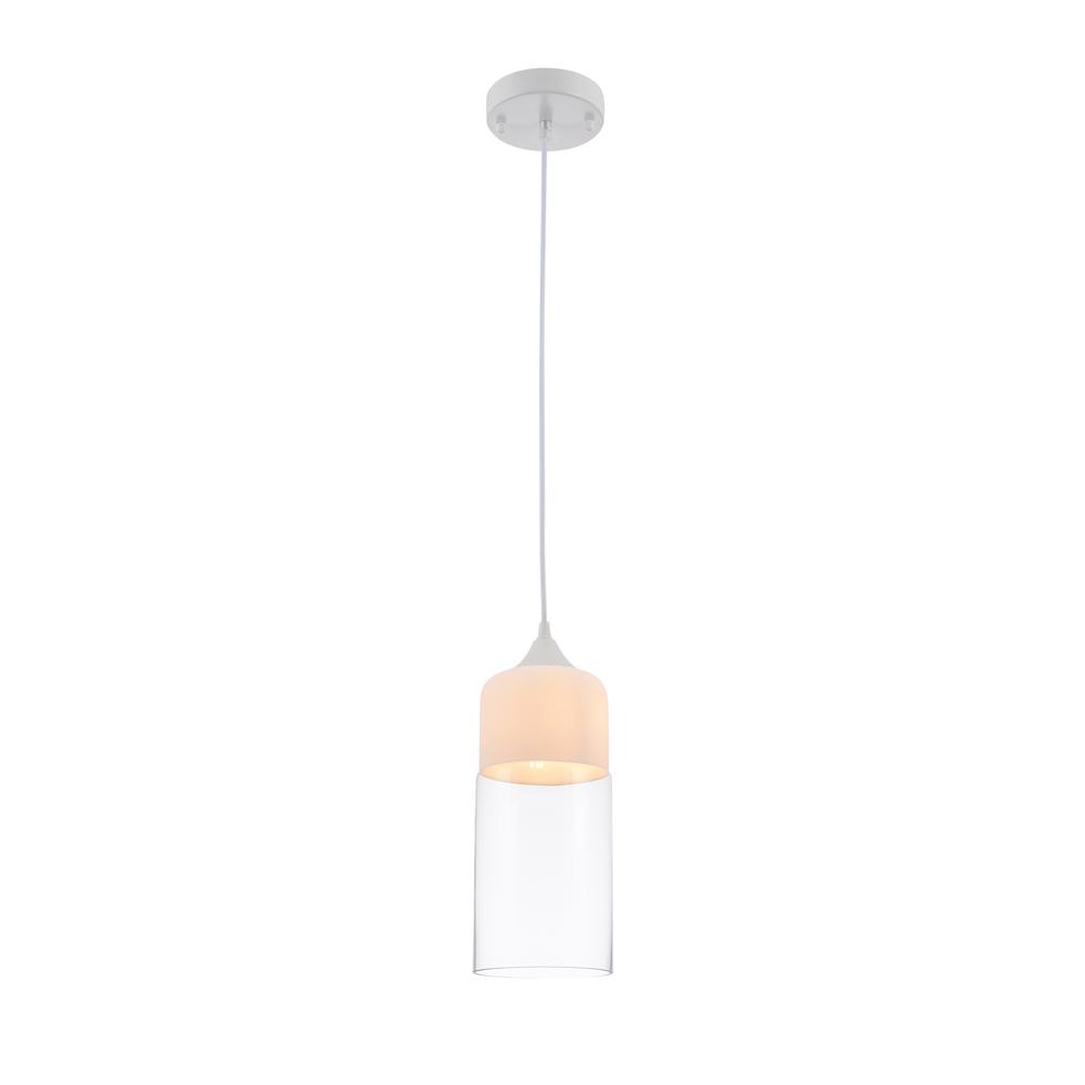 Bethel International Single Pendant Lighting White Glass & Metal ...
