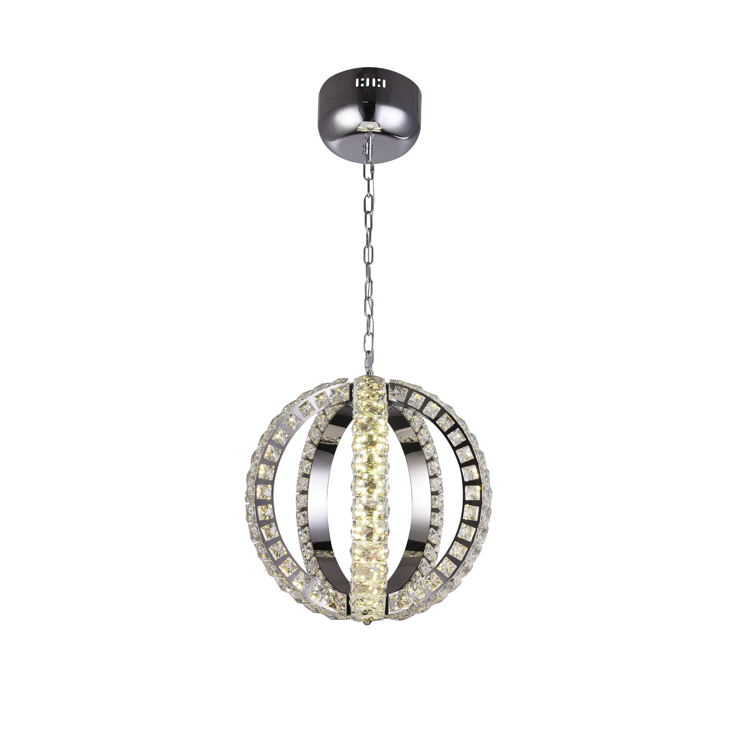 Bethel ORB STAINLESS STEEL FRAME LED LIGHT WITH CLEAR CRYSTAL DETAILING ...