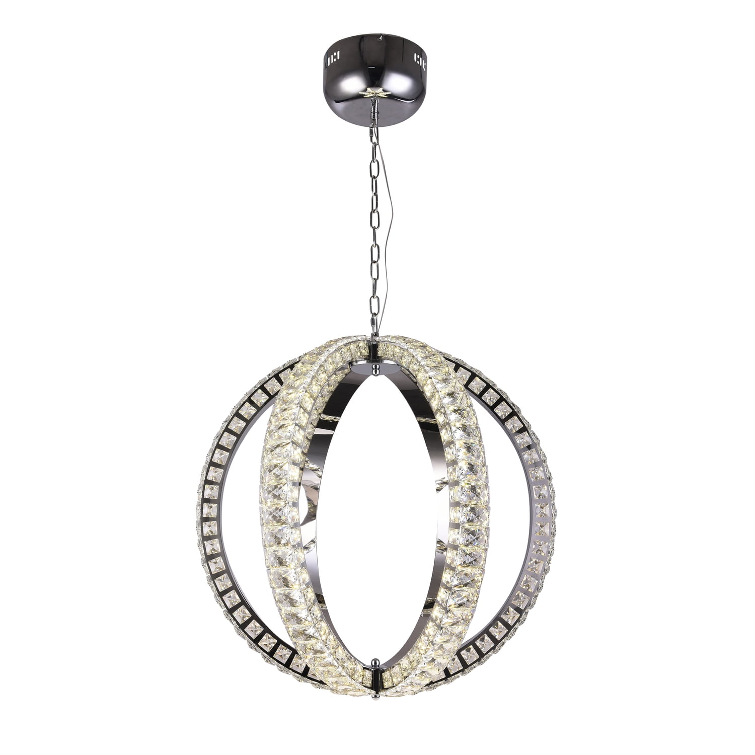 Bethel ORB STAINLESS STEEL FRAME LED LIGHT WITH CLEAR CRYSTAL DETAILING ...