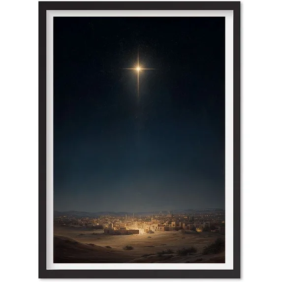 Bethlehem City Nativity Star Print | Christian Holiday Wall Art ...