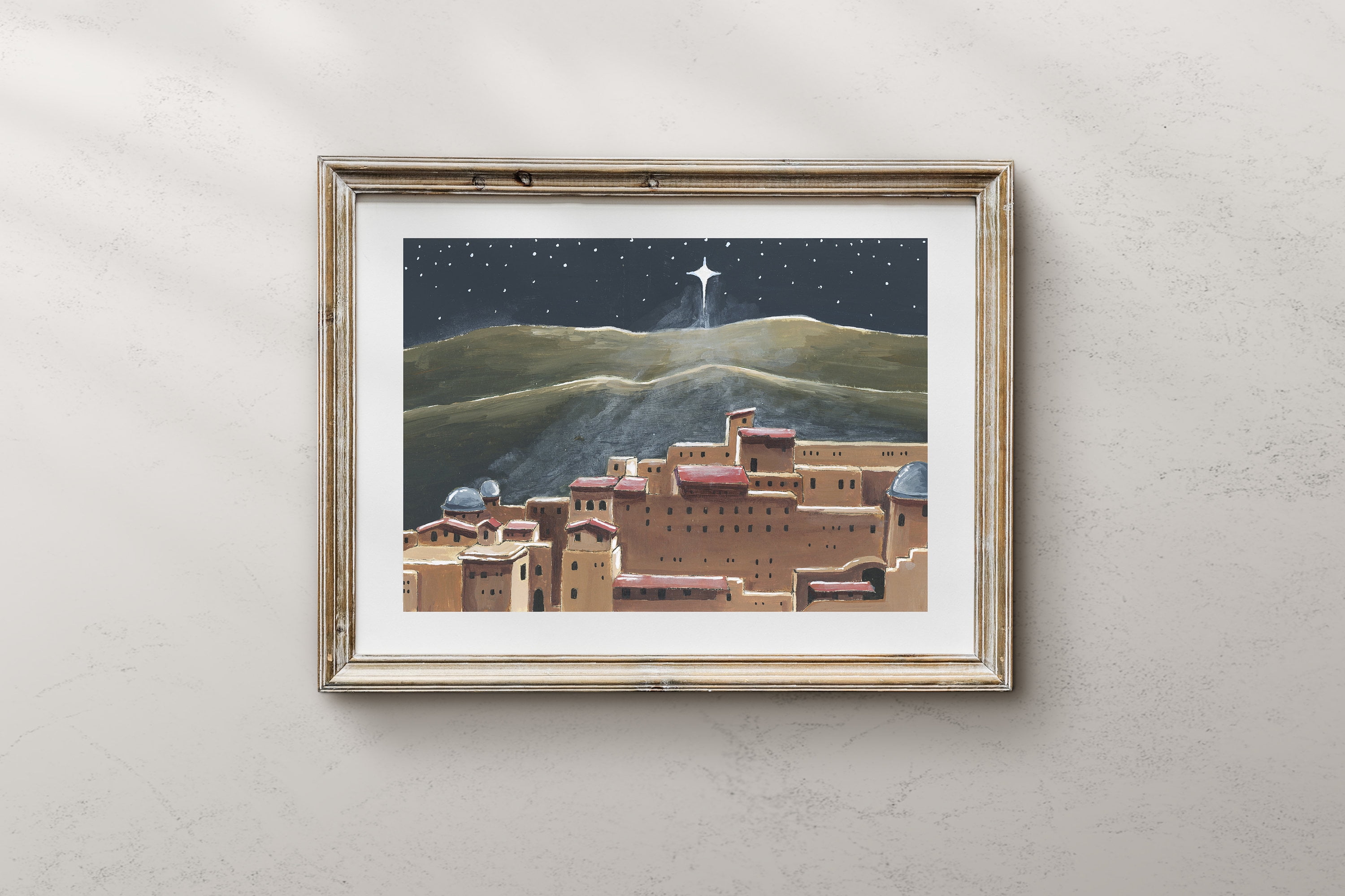 Bethlehem Kristmas Art Print, Christian Decor Warm Present Vintage ...