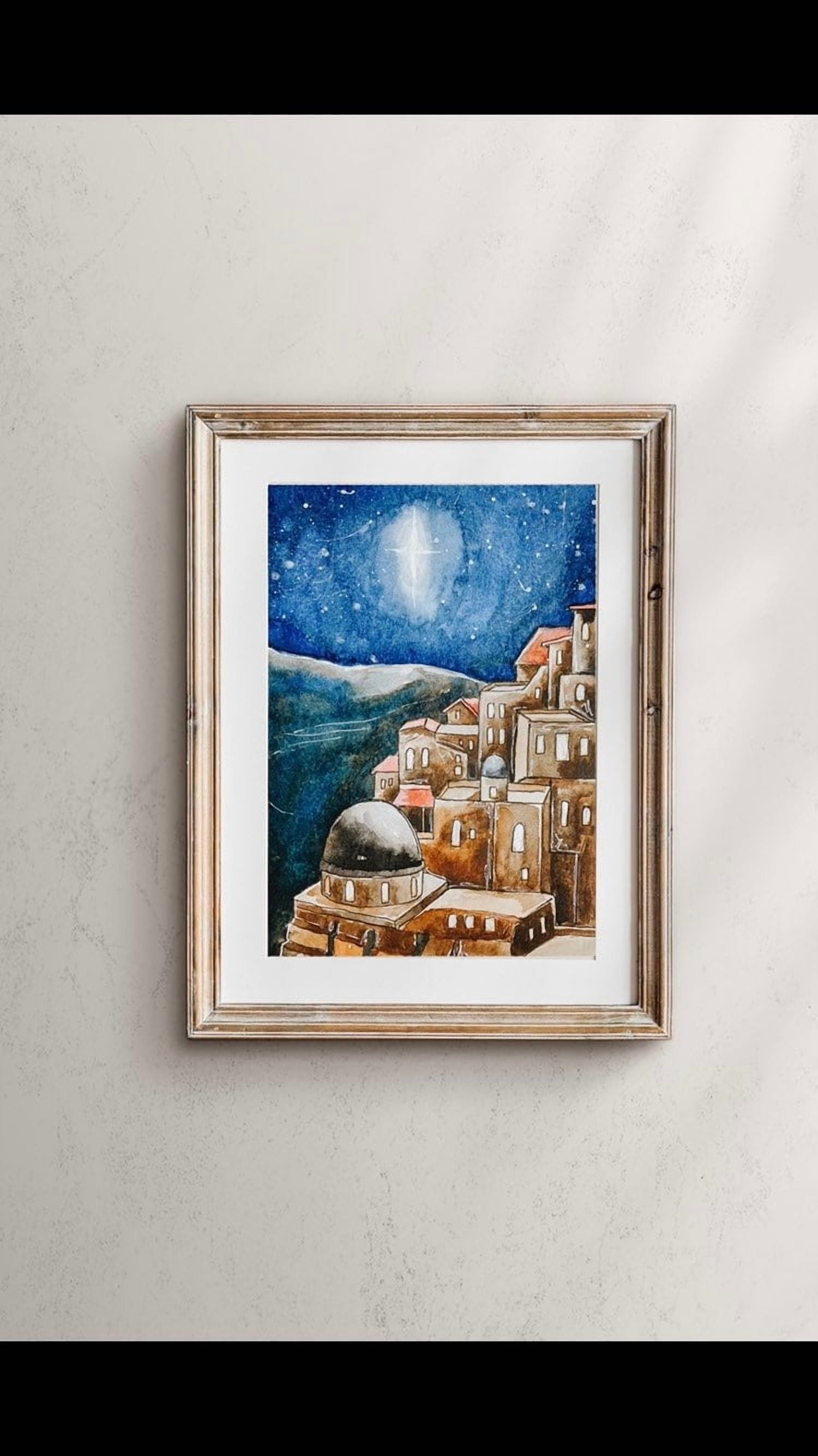 Bethlehem Kristmas Art Print, 'O Little Town', Decor Warm Present ...