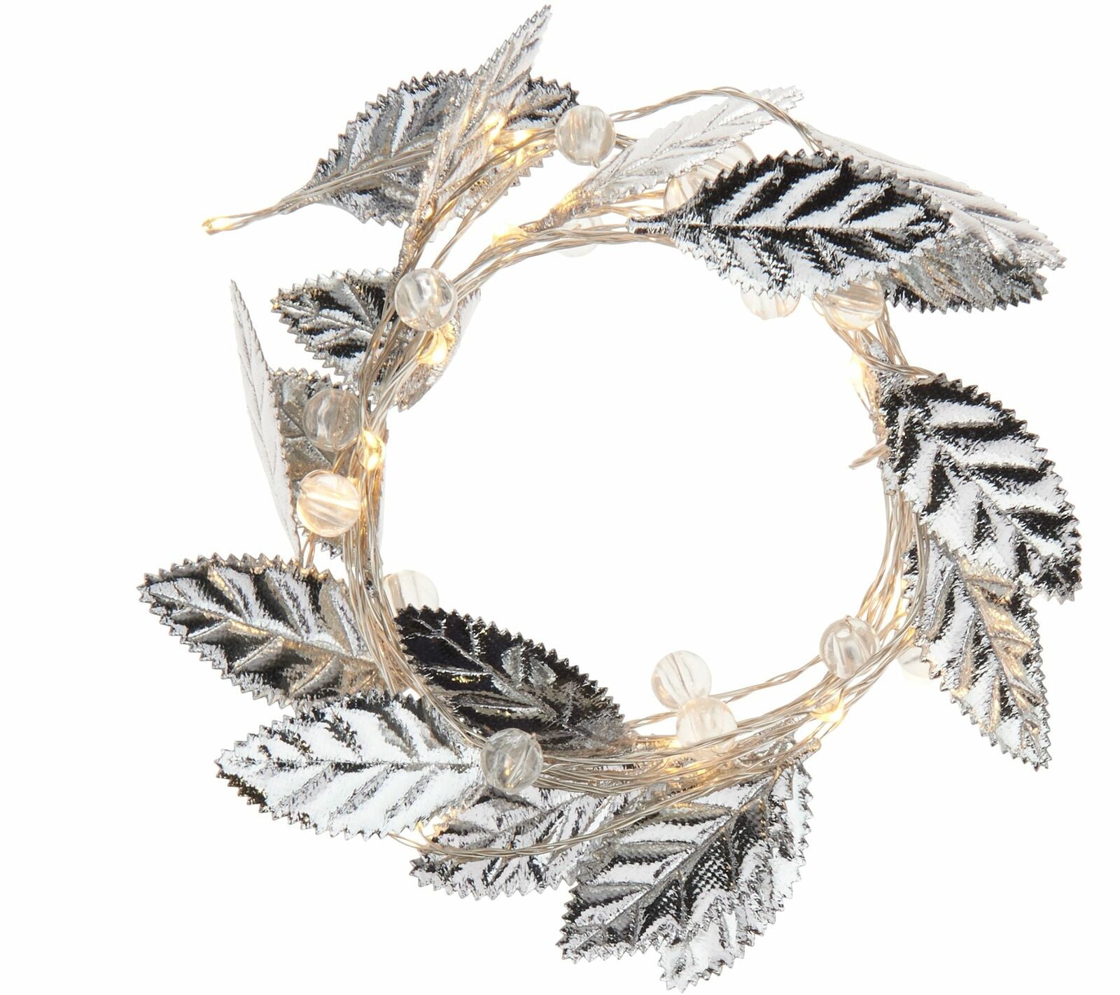 Bethlehem Lights Metallic Leaves 62" Slim Wire Light Strand in Silver ...