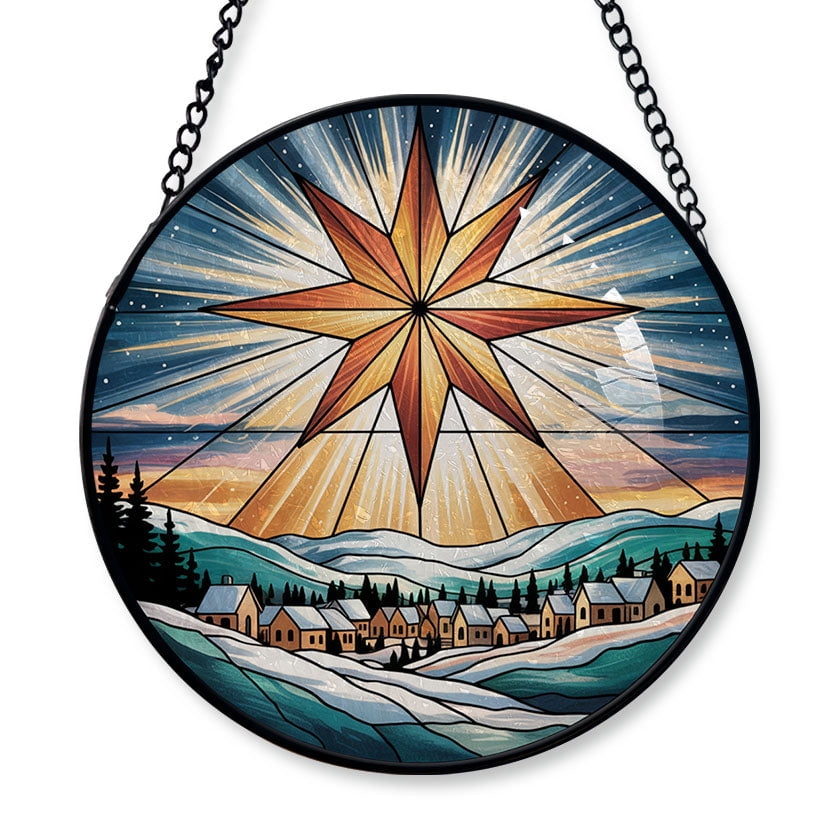 Bethlehem Star over City Stained Glass Suncatcher Window Hanging ...