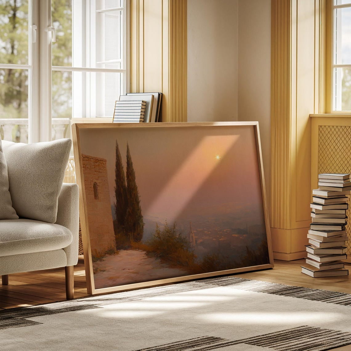 Bethlehem Star Over Holy City Christian Wall Art Sunset Painting Of ...