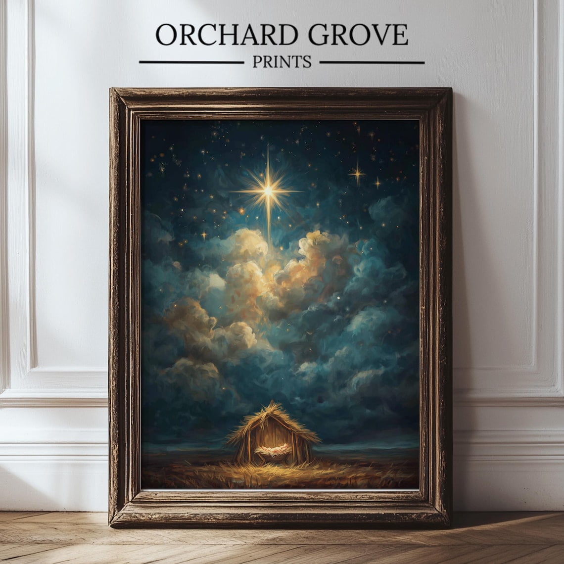Bethlehem Star Nativity Print, Christian Christmas Wall Art, Baby Jesus ...