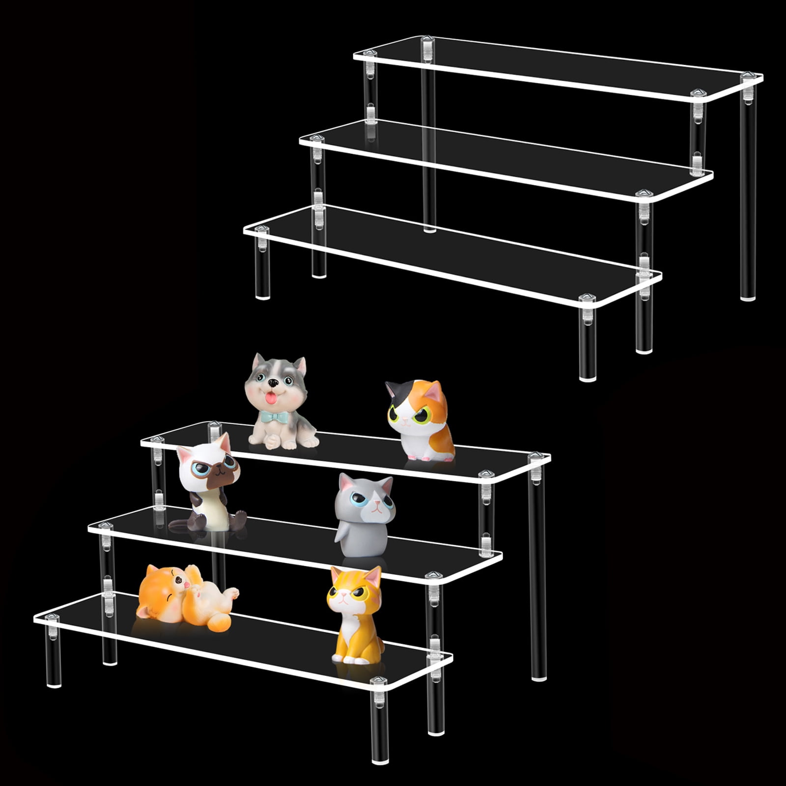 Betinyar 3 Tier Acrylic Risers Shelf Case for Action Figure ...
