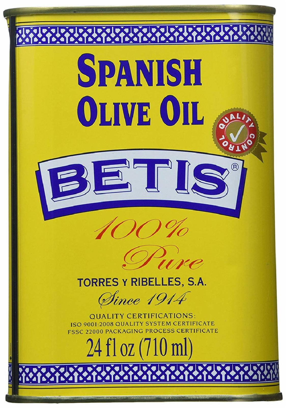 Betis Torres Y Ribelles 100% Pure Spanish Olive Oil Tin Can 24oz Gluten ...