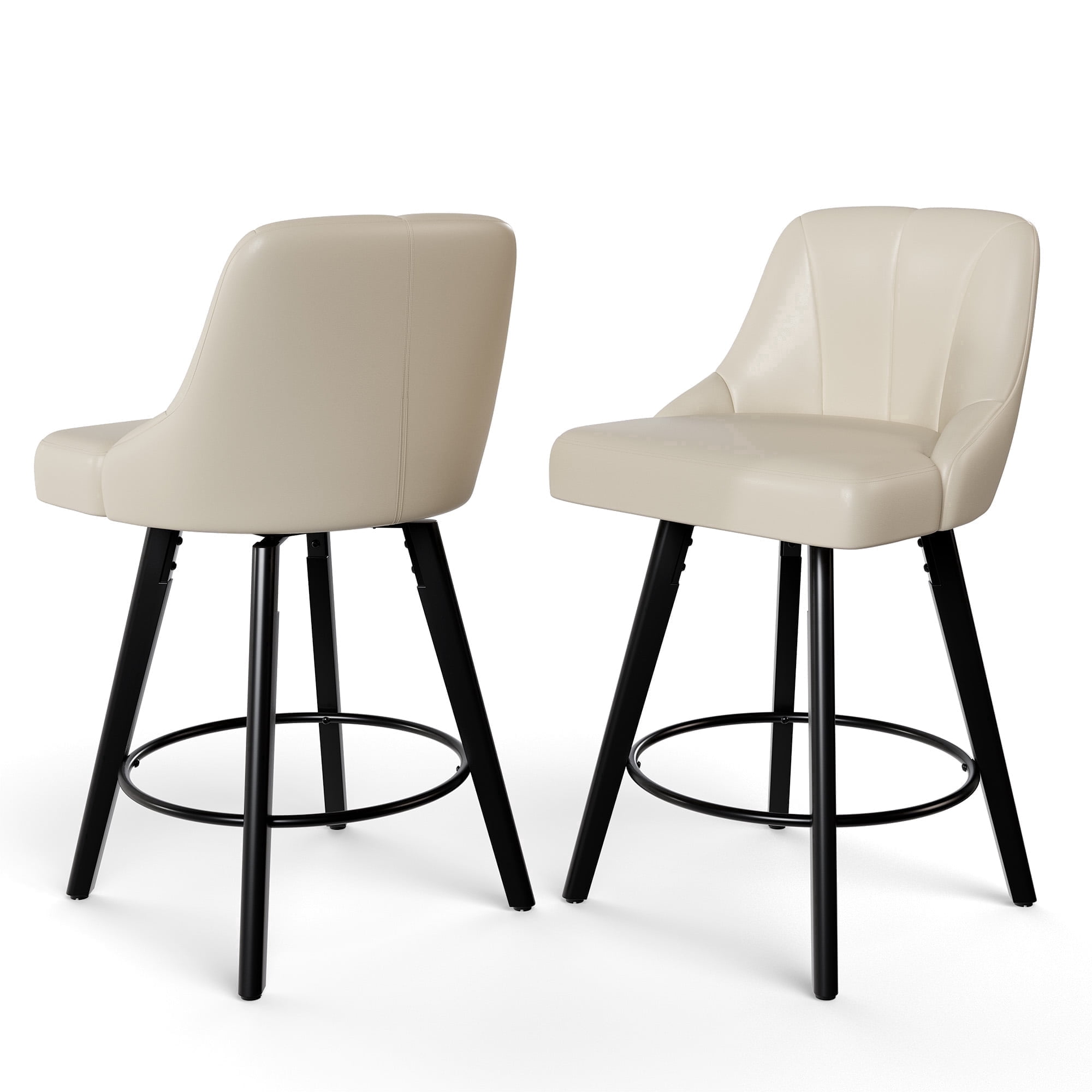 Betisef Swivel Bar Stools Set of 2, Counter Height Bar Stools with Back ...