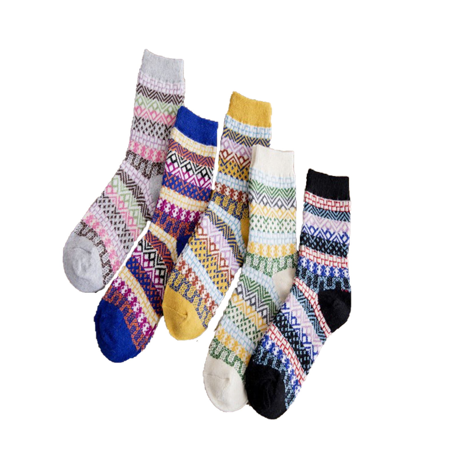 Betivan 5 Pack Merino Wool Socks Boot Hiking Color-Block Socks for ...