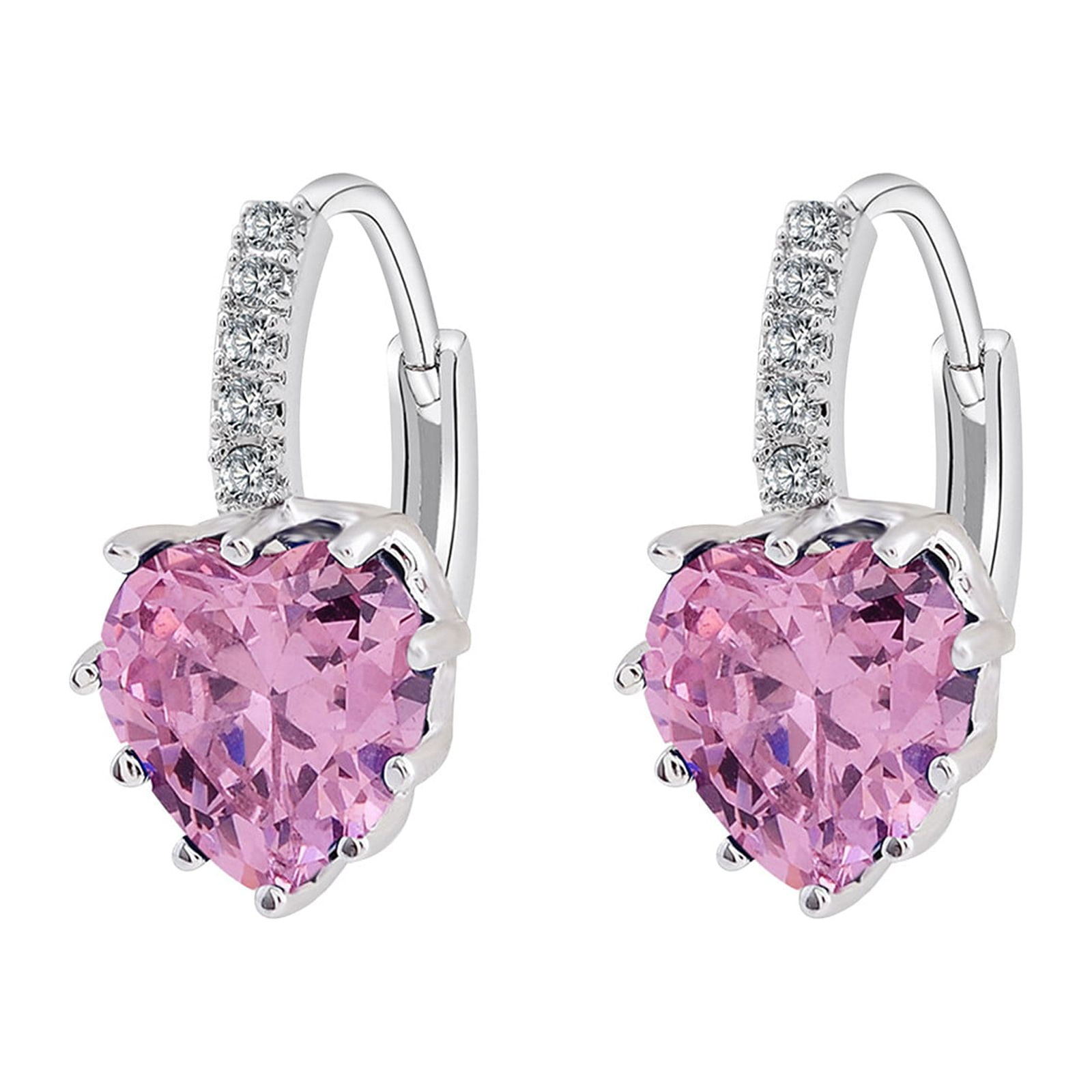 Betivan Women Earrings Heart-Shaped Zircon Multi-Color Fashion Simple ...