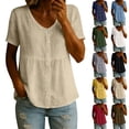 Betivan Casual Summer Outfits for Women Cotton Linen Button Down V Neck ...