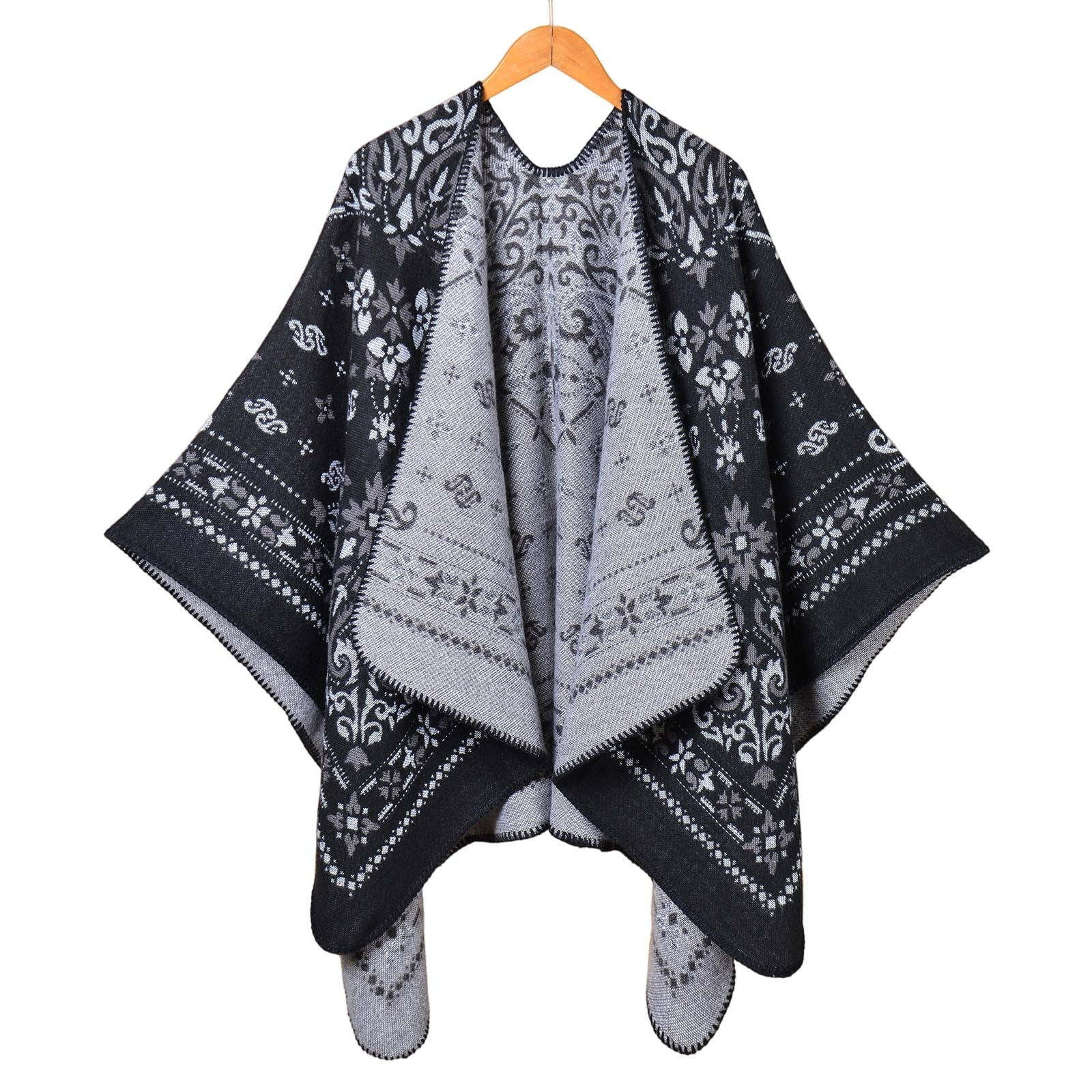 Betivan Gothic Short Hooded Cloak Cape Women's Christmas Snowflake ...