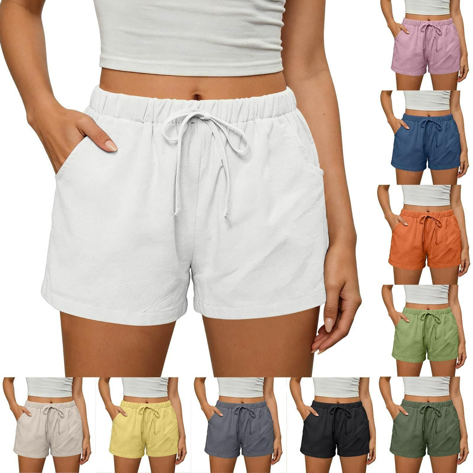 Betivan Linen Beach Vacation Shorts for Women Casual Summer Outfits ...