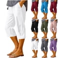 Betivan Linen Bermuda Shorts for Women Knee Length Summer Casual ...