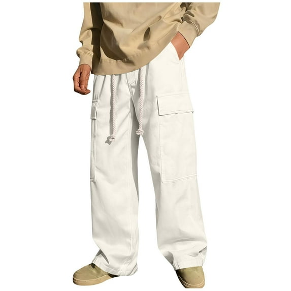Betivan Men's Baggy Sweatpants Elastic Waist Drawstring Wide Leg ...