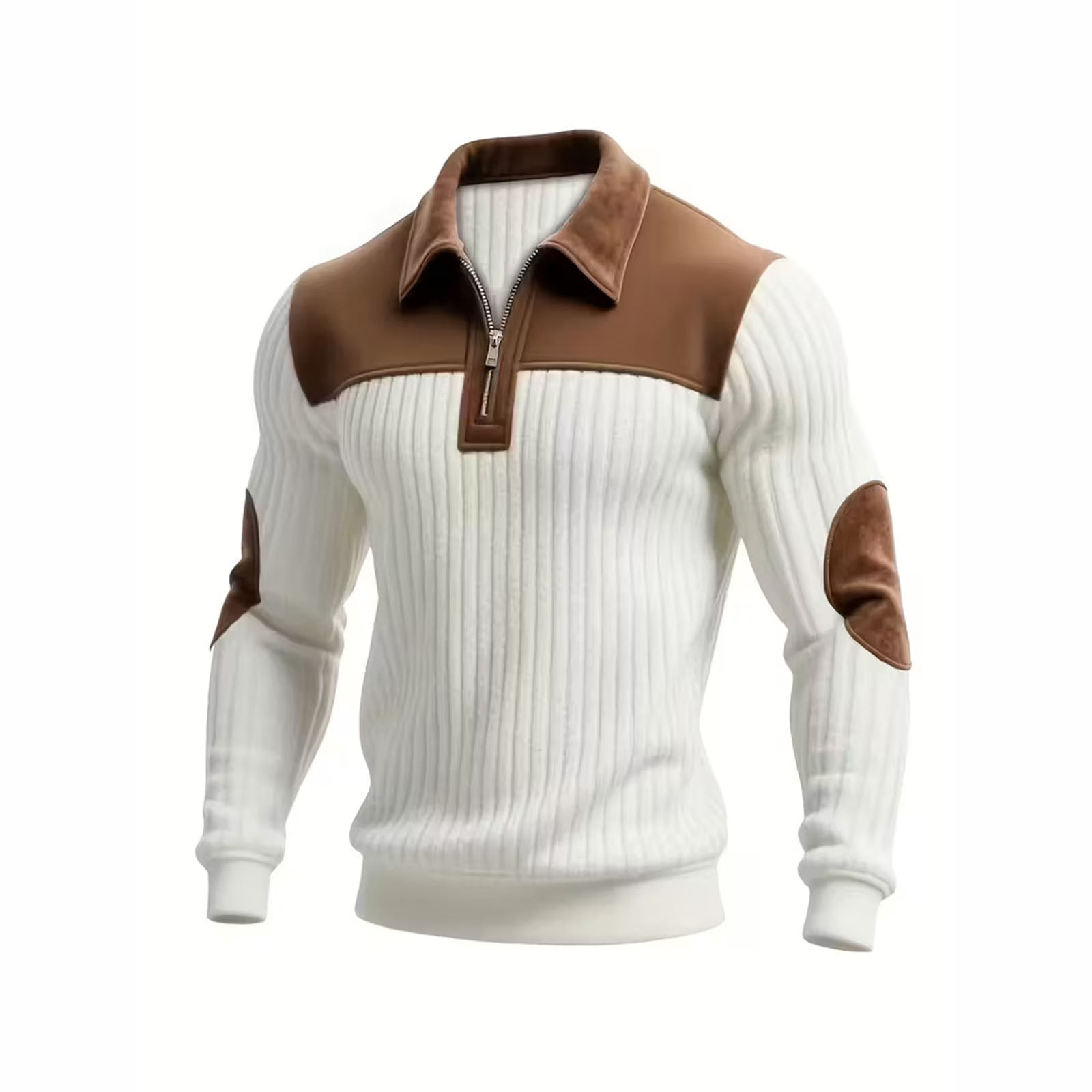Betivan Men's Casual Top Color-Block Long Sleeve Turndown Collar ...