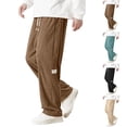 Betivan Men's Corduroy Cargo Pants Solid Color Drawstring Elastic Waist ...