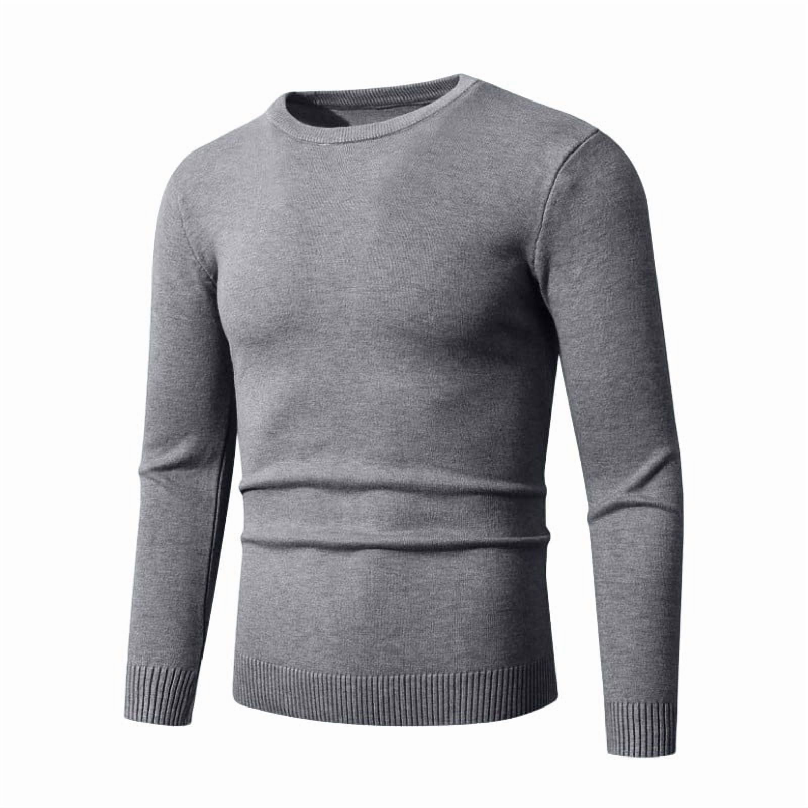 Betivan Men's Crew Neck Knitted Sweater, Casual Solid Color Pullover ...