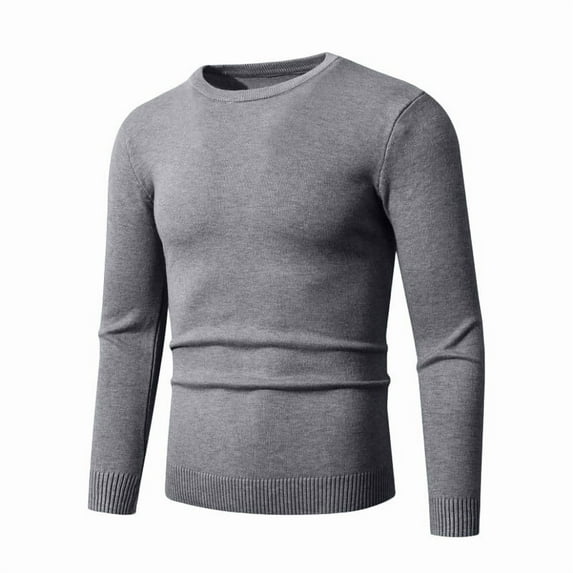 Betivan Men's Crew Neck Knitted Sweater, Casual Solid Color Pullover ...