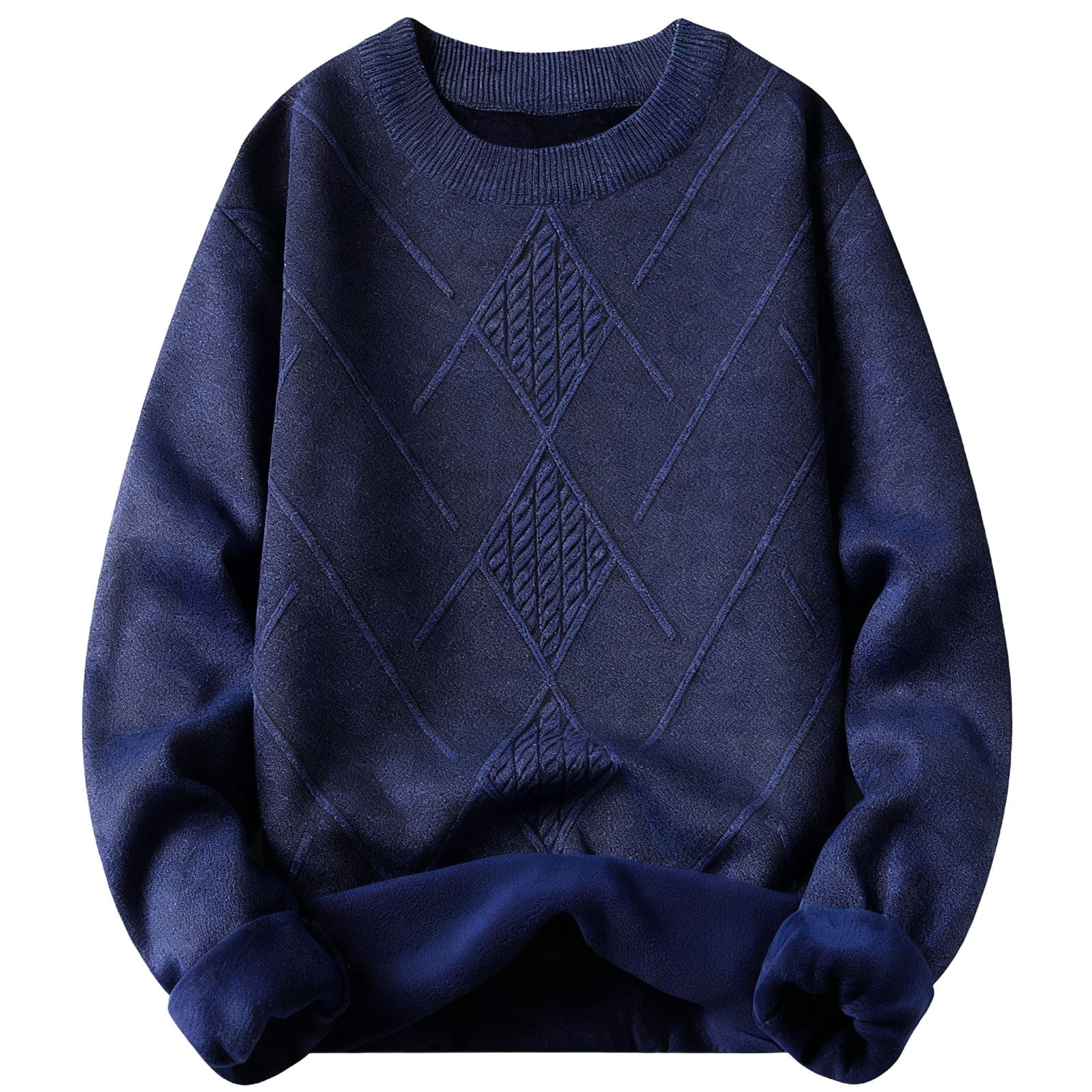 Betivan Men's Fall Winter Sweater Fleece Lined Warm Knit Top Crew Neck ...