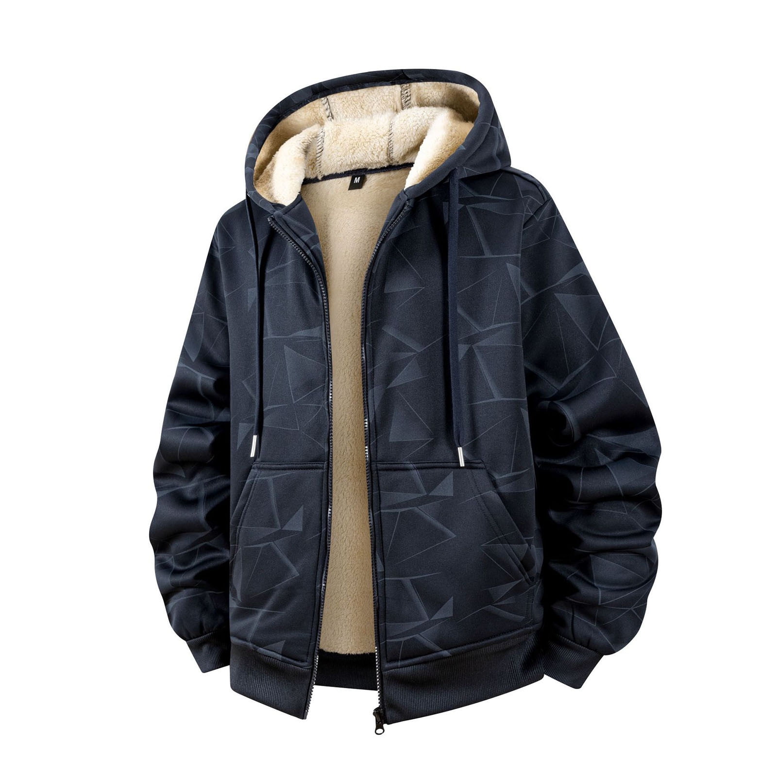 Betivan Men's Fleece Warm Jacket Fall Winter Geometric Long Sleeve ...