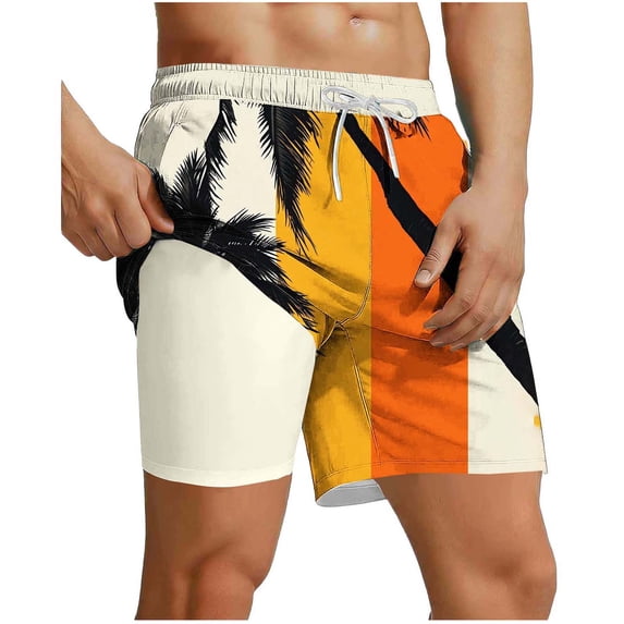 Betivan Men's Hawaiian Coconut Tree Print Swim Trunks Quick Dry ...